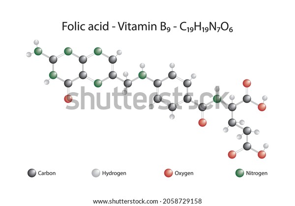 Fórmula molecular del ácido fólico. El: vector de stock (libre de ...