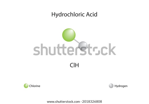 Fórmula molecular del ácido clorhídrico. Estructura: vector de stock ...
