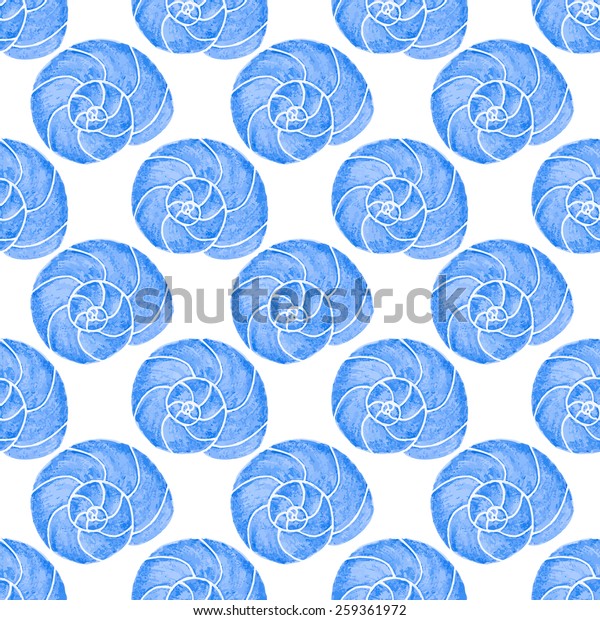 Molluscs Shell Watercolor Seamless Pattern Clam Stock Vector (Royalty ...