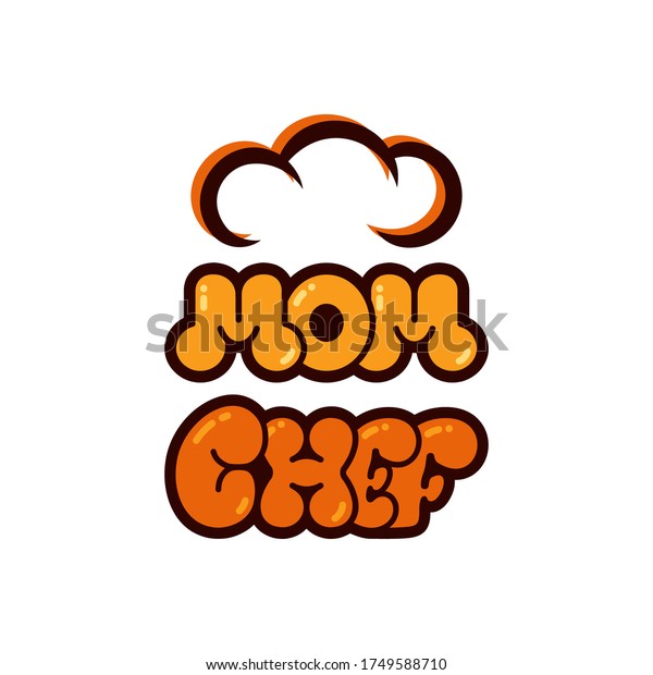 Mom Chef Bubble Lettering Logo Vector: стоковая векторная графика (без ...
