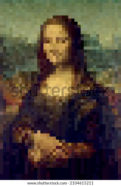Mona Lisa Pixel Art Abstract Painting: เวกเตอร์สต็อก (ปลอดค่าลิขสิทธิ์ ...