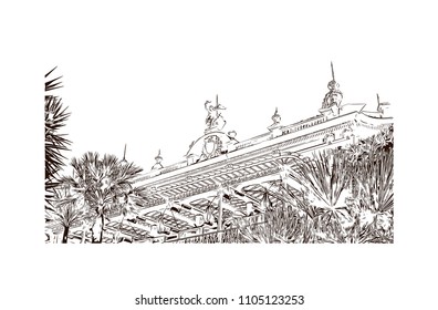 Monaco Monte Carlo Hand Drawn Sketch Stock Vector (Royalty Free ...