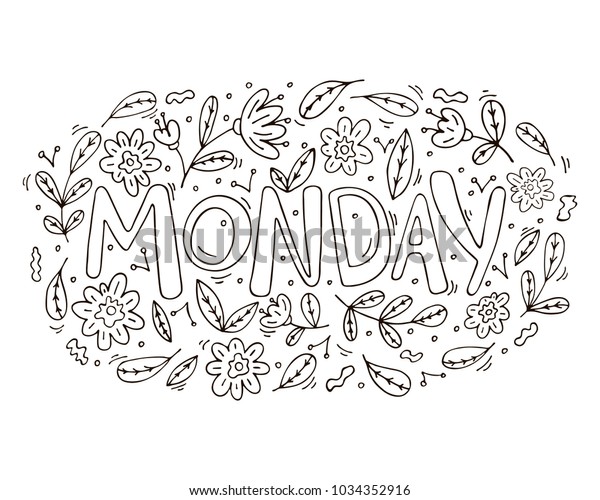 Monday Hand Drawn Word Posters Wall Stock Vector (Royalty Free ...