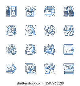 Money Banking Service Linear Vector Icons Stock Vector (Royalty Free ...