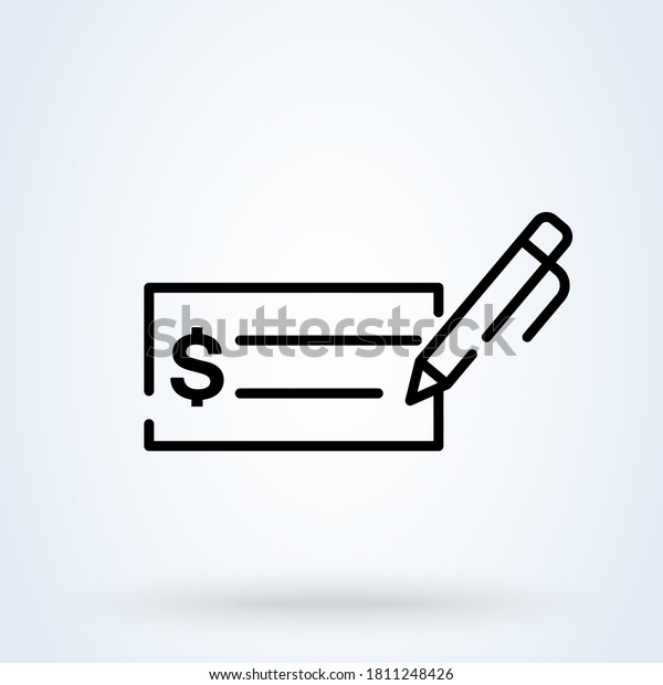 Money Check Invoice Icon Logo Line Stock Vector (Royalty Free ...