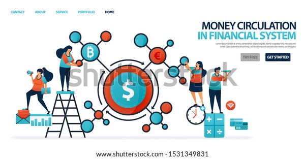 Money Circulation Financial System Modern Banking Stock Vector (Royalty ...