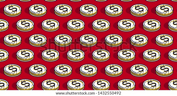 Money Coins Seamless Background Backdrop Financial Stock Vector ...