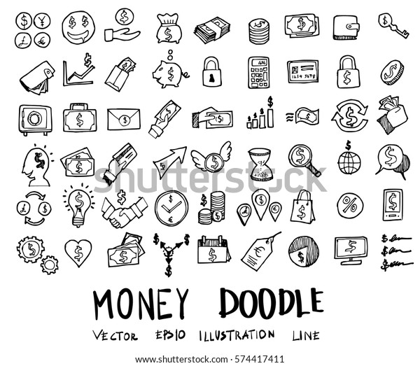 Money Doodles Sketch Vector Ink Stock Vector (Royalty Free) 574417411