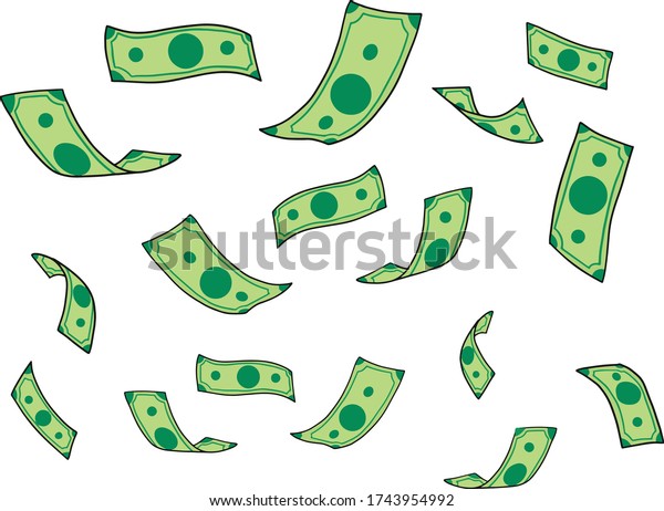 Money Falling Vector Drawing Green Banknotes Stock Vector (Royalty Free ...