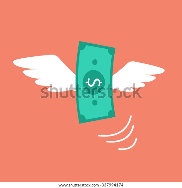 Money Flying Like Bird Vector Illustration Stock Vector (Royalty Free ...