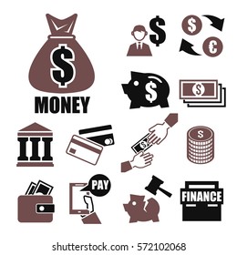 Money Icon Set Stock Vector (Royalty Free) 572102068 | Shutterstock