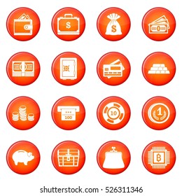Money Icons Vector Set Red Circles Stock Vector (Royalty Free ...