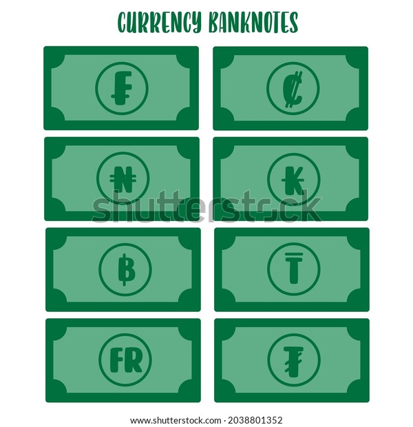 Money Paper Notes Collection Tenge Baht Stock Vector (Royalty Free ...