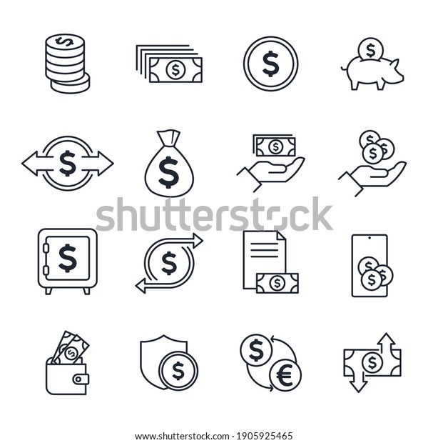 Money Related Vector Set Icon Payment Stock Vector (Royalty Free ...