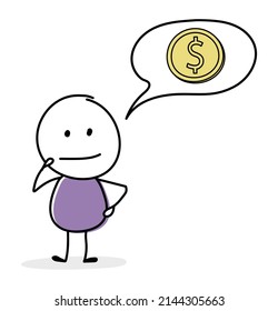 Money Saving Concept Funny Stickman Dollar Stock Vector (Royalty Free ...