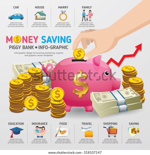 Money Saving Planning Infographics Template Golden Stock Vector ...