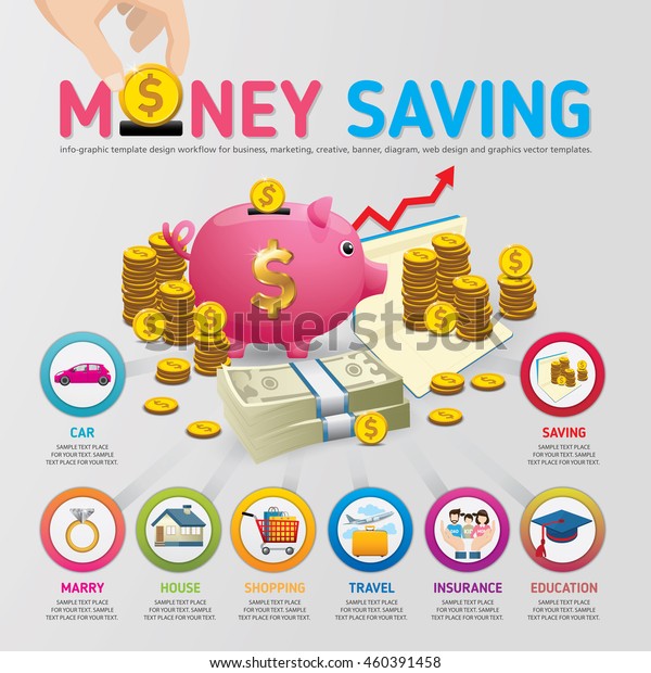 Money Saving Planning Infographics Template Golden Stock Vector ...