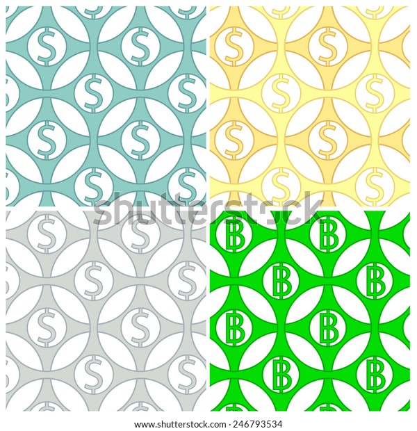 Money Sign Pattern Dollar Baht Retro Stock Vector (Royalty Free ...