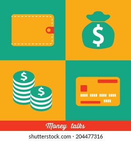 Money Talks Quote Vector Icons Collection Stock Vector (Royalty Free ...