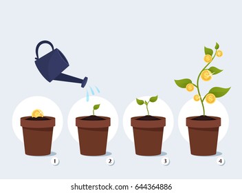 Money Tree Growing Stages Vector Illustration Stock Vector (Royalty ...