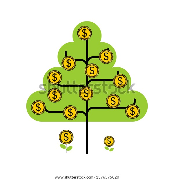 Money Tree Isolated Dollar Sprout Grow Stock Vector (Royalty Free ...