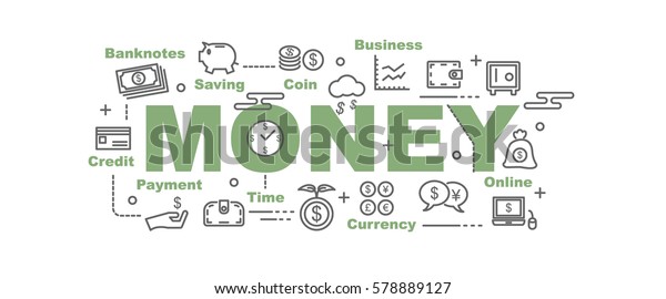 Money Vector Banner Design Concept Flat Stock Vector (Royalty Free ...