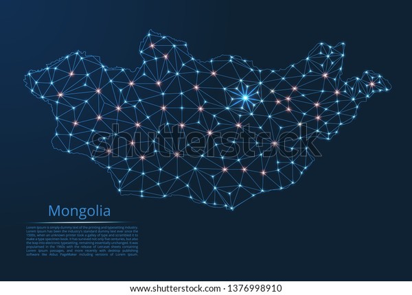 Mongolia Communication Network Map Vector Low Stock Vector (Royalty ...