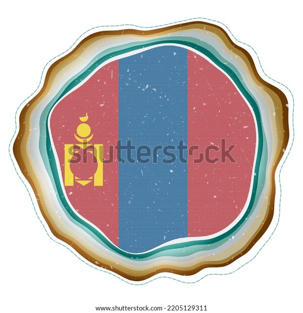Mongolia Flag Frame Badge Country Layered Stock Vector (Royalty Free ...