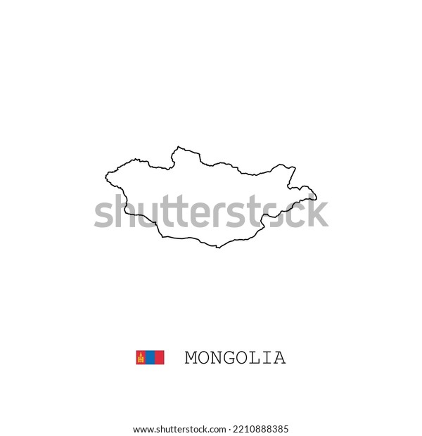 Mongolia Vector Map Outline Line Linear Stock Vector (Royalty Free ...