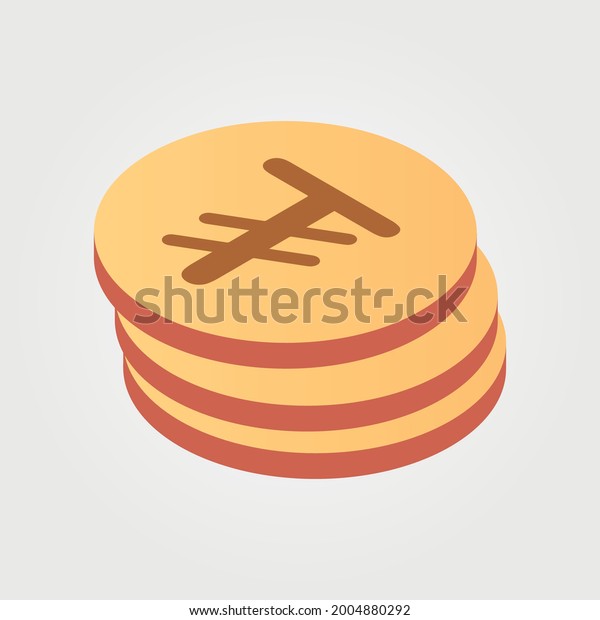 Mongolian Mongolia Currency Symbol Coin Isometric Stock Vector (Royalty ...