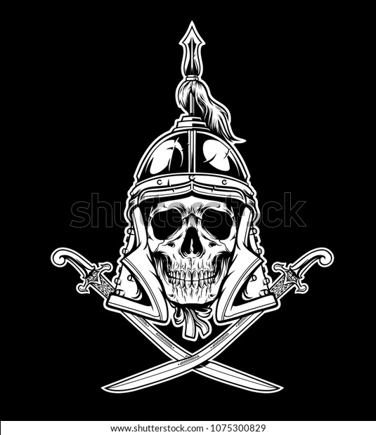 Mongolian Skull Warrior Emblem Vector Illustration Stock Vector ...
