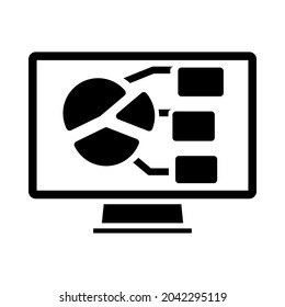 Monitor Analytics Diagram Icon Black Stencil Stock Vector (Royalty Free ...