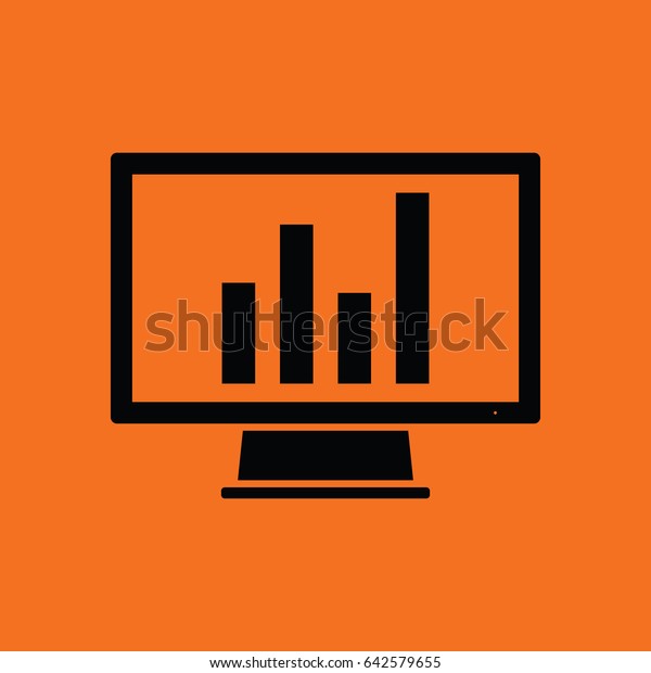 Monitor Analytics Diagram Icon Orange Background Stock Vector (Royalty ...