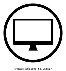 Monitor Icon Circle On White Background Stock Vector (Royalty Free ...