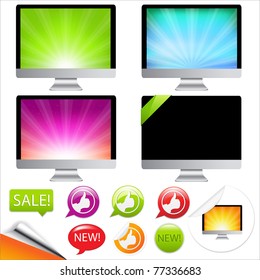 Monitor Icons Set Labels Isolated On Stock Vector (Royalty Free ...
