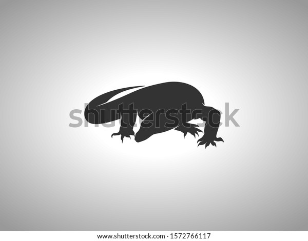 Monitor Lizard Silhouette On White Background: vector de stock (libre ...