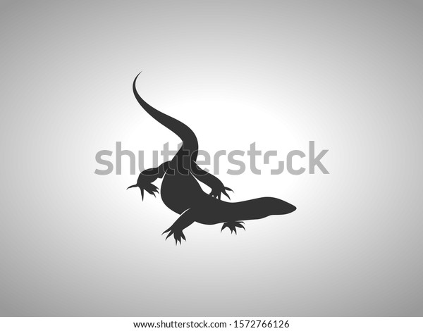 Monitor Lizard Silhouette On White Background Stock Vector (Royalty ...