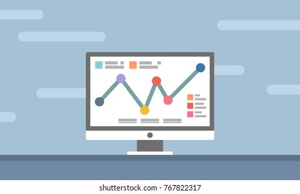 Computer Monitor Chart Graphs On Screen Stock Vector (Royalty Free ...