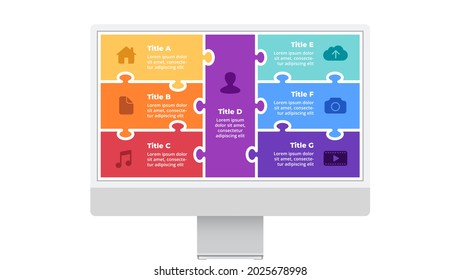 Monitor Mock Infographic Slide Template Electronic Stock Vector ...