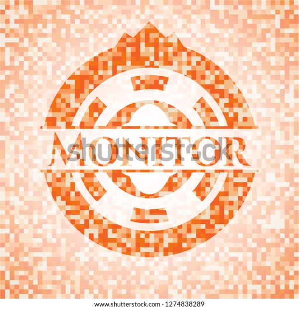 Monitor Orange Mosaic Emblem Background Stock Vector (Royalty Free ...