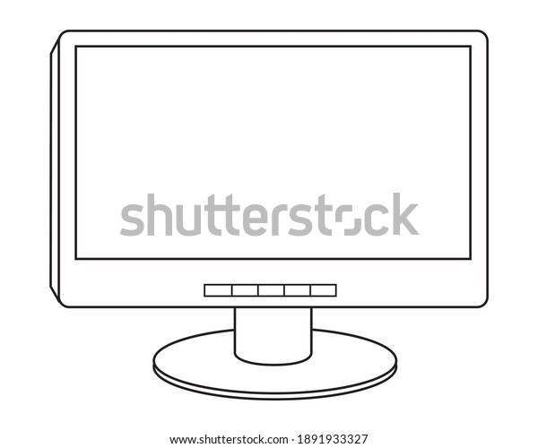 Monitor Outline Vector Illustrationisolated On White 库存矢量图（免版税 ...