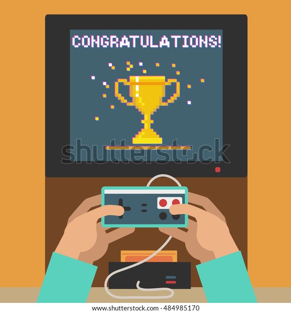 Monitor Screen Congratulations Retro Video Game Stock Vector (Royalty ...