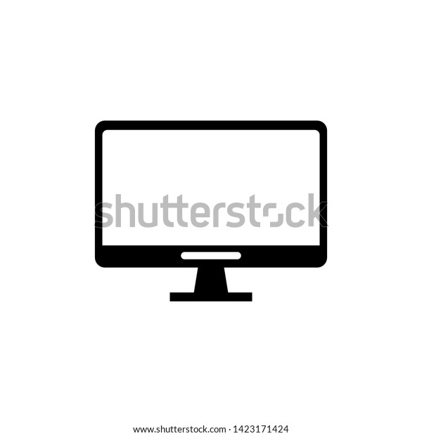 Monitor Screen Icon Balck White Version Stock Vector (Royalty Free ...