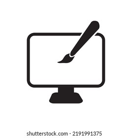 Monitor Screen Paint Brush Icon Vector Stock Vector (Royalty Free ...