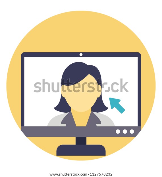 Monitor Screen Woman Avatar Presenting Concept Stock Vector (Royalty ...