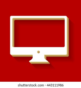 Monitor Sign Illustration White Button Icon Stock Vector (Royalty Free ...