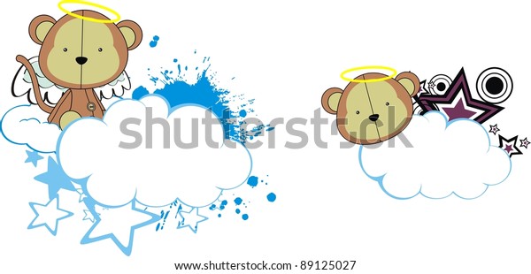 Monkey Angel Kid Cartoon Copysapce Vector Stock Vector (Royalty Free ...