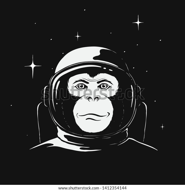 Monkey Astronaut Spacehand Drawn Stylevector Image Stock Vector ...