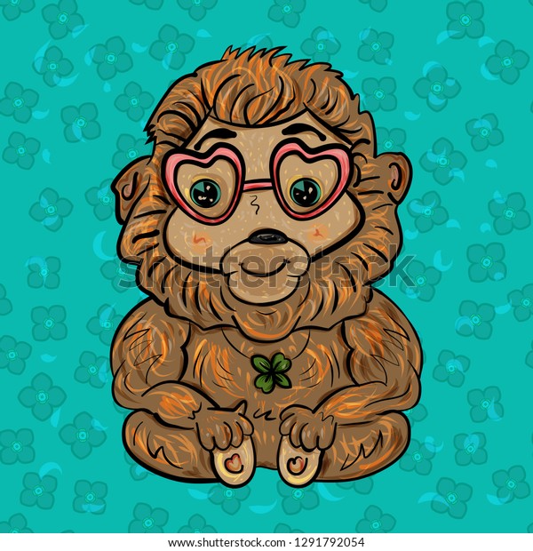 Monkey Bringing Good Luck Valentines Day Stock Vector (Royalty Free ...