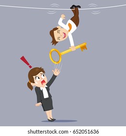 Monkey Business Man Stealing Key Businesswoman Stock Vector (Royalty ...